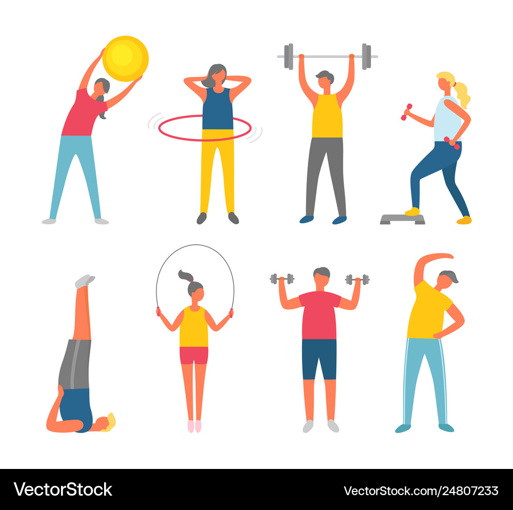 Fitness People Exercise Set Royalty Free Vector Image