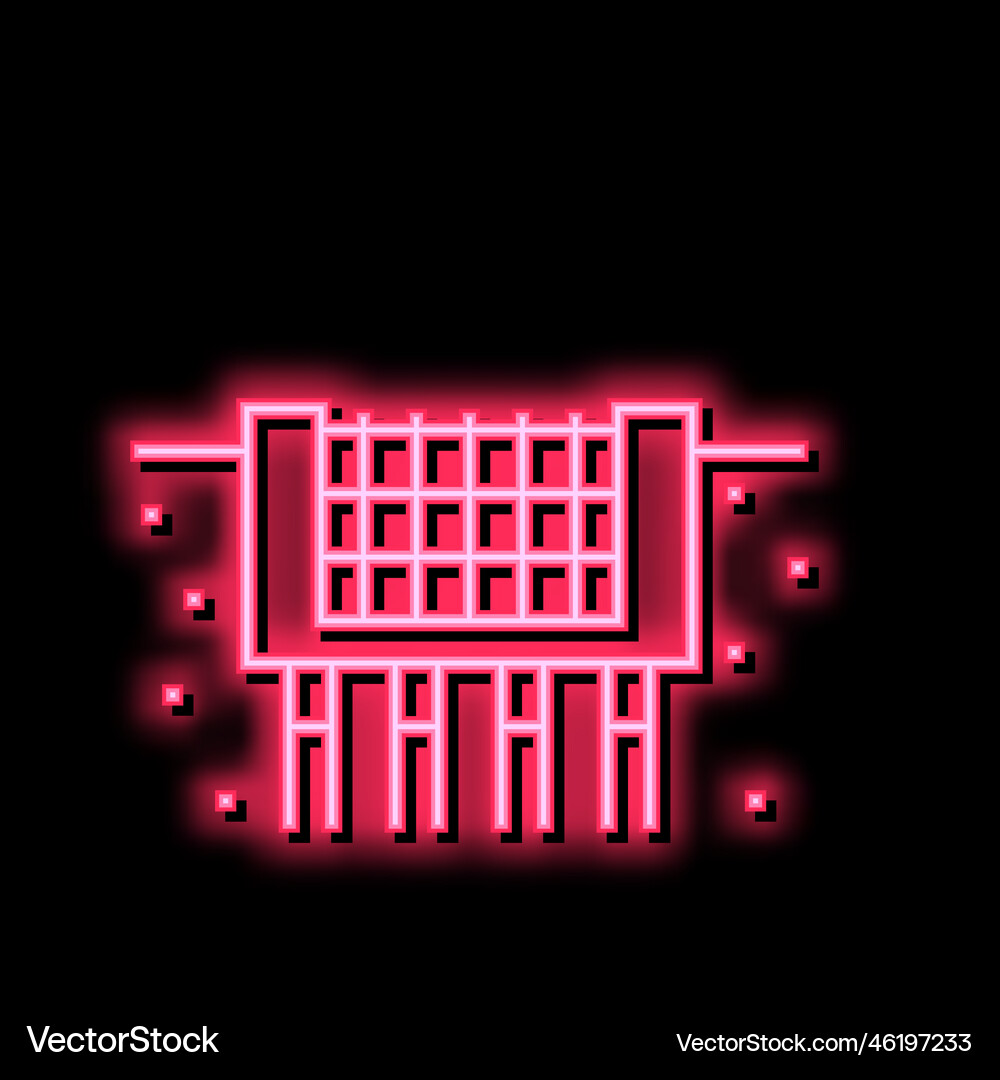 Footing reinforcement neon glow icon Royalty Free Vector