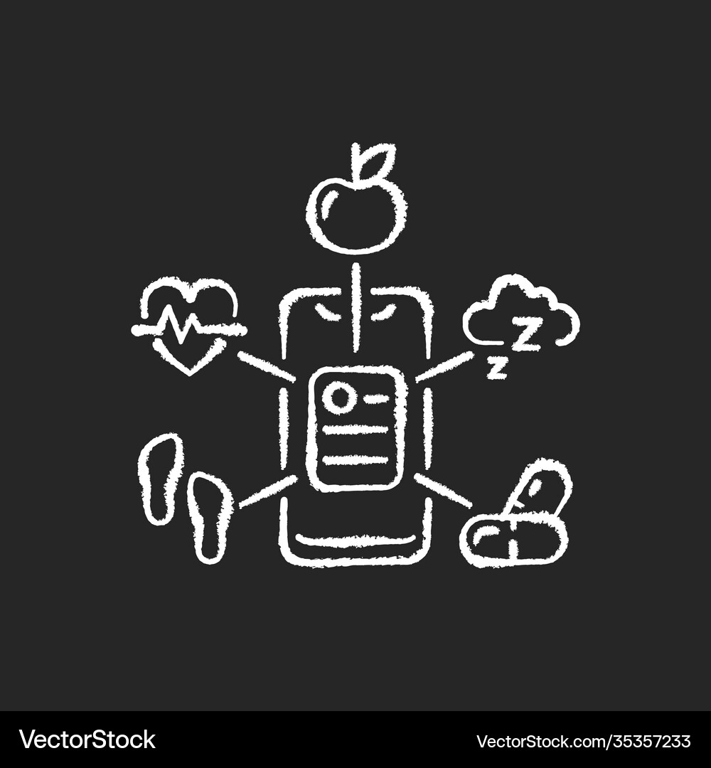 Health data collection chalk white icon on black Vector Image