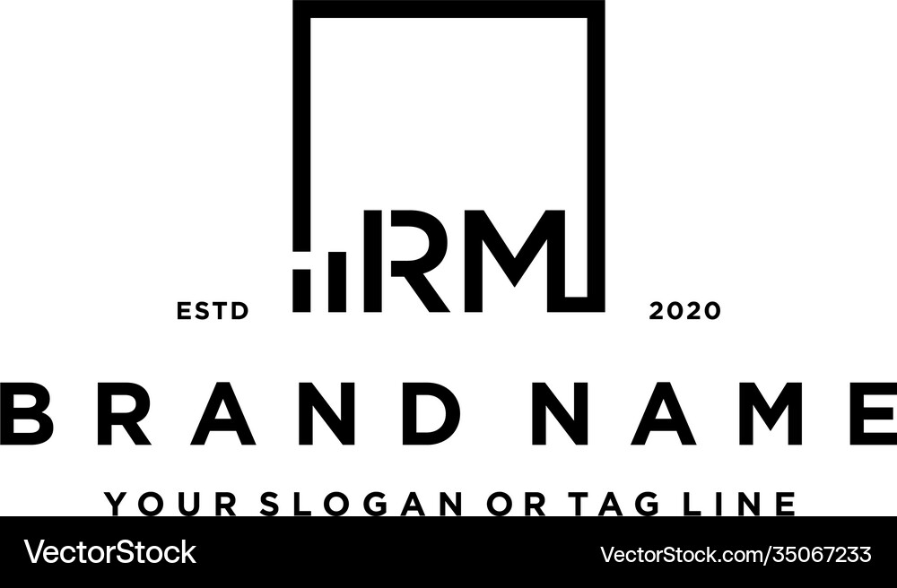 Letter rm square logo finance design Royalty Free Vector