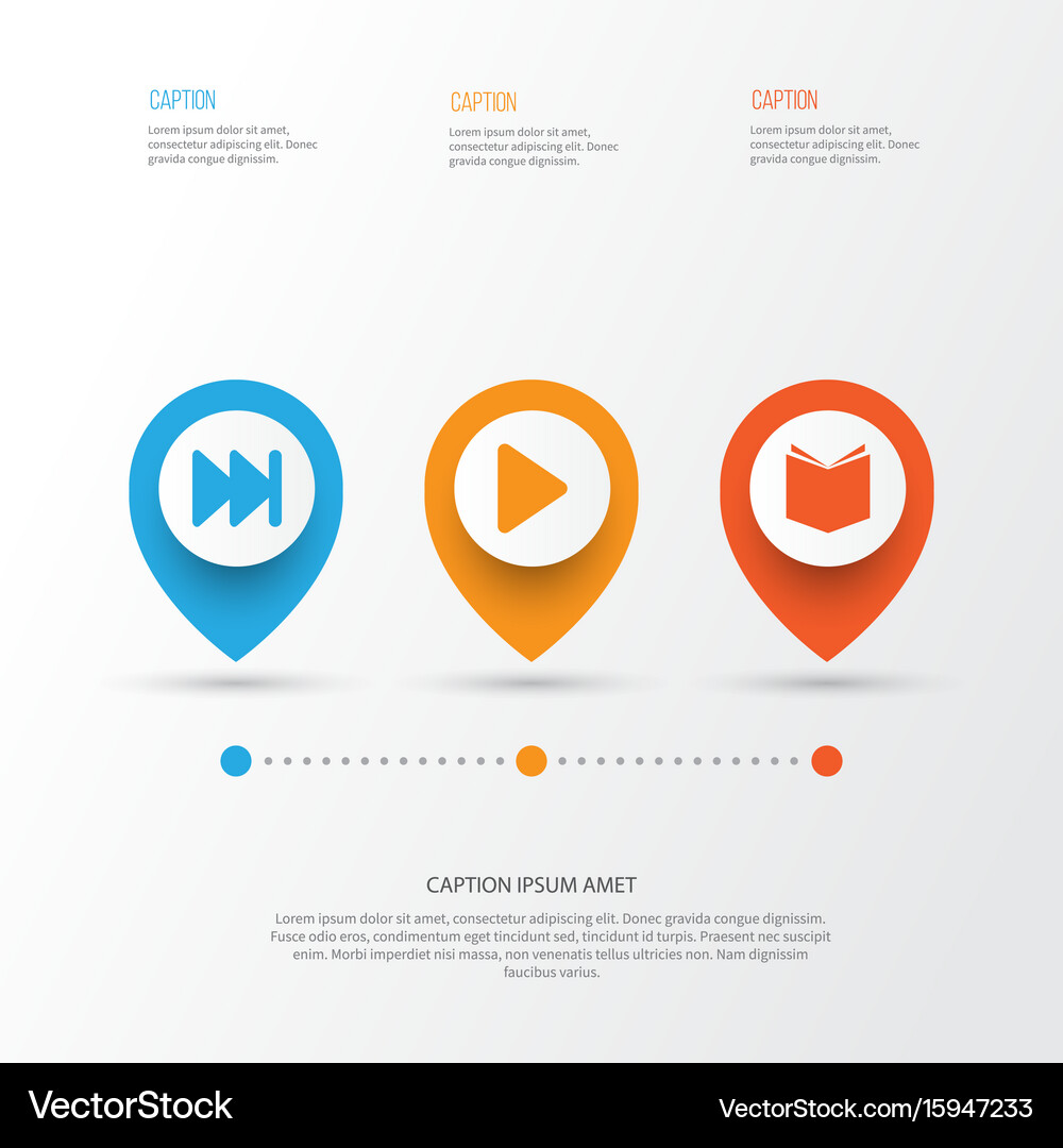 Media icons set collection of forward learning Vector Image