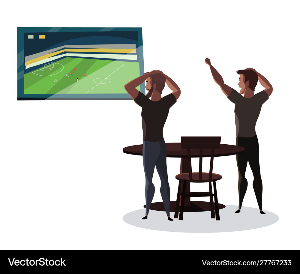Men watching football match flat Royalty Free Vector Image