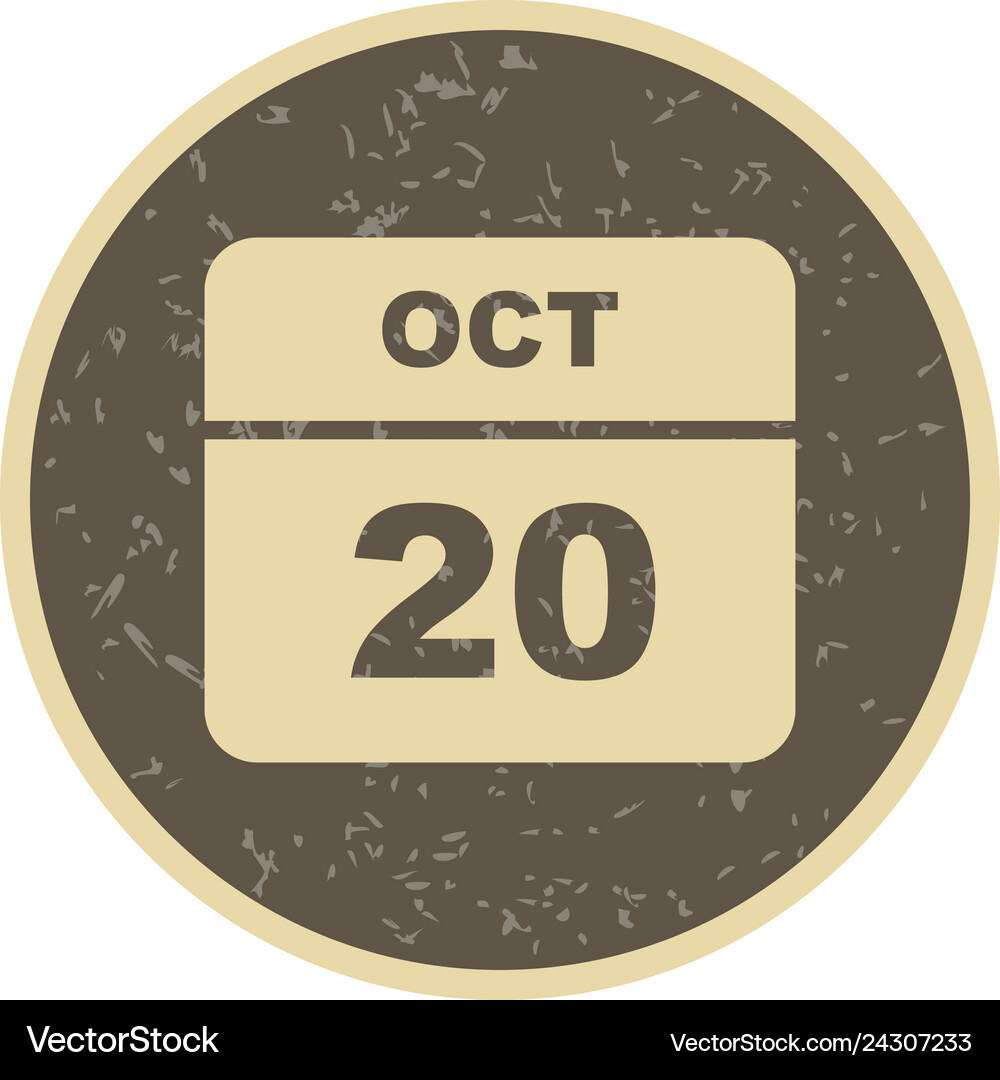 October 20th date on a single day calendar Vector Image
