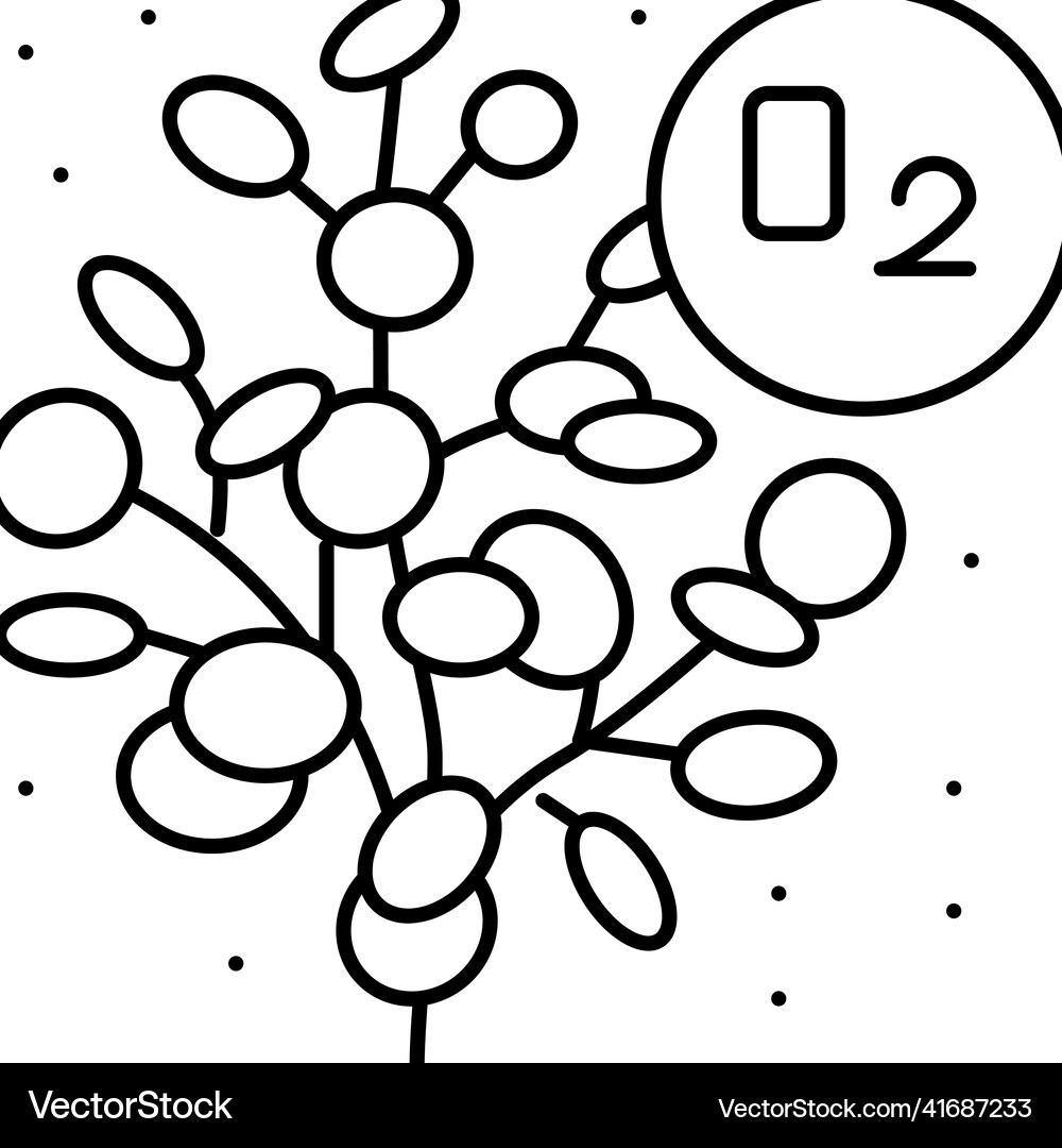 Plant releasing oxygen line icon Royalty Free Vector Image