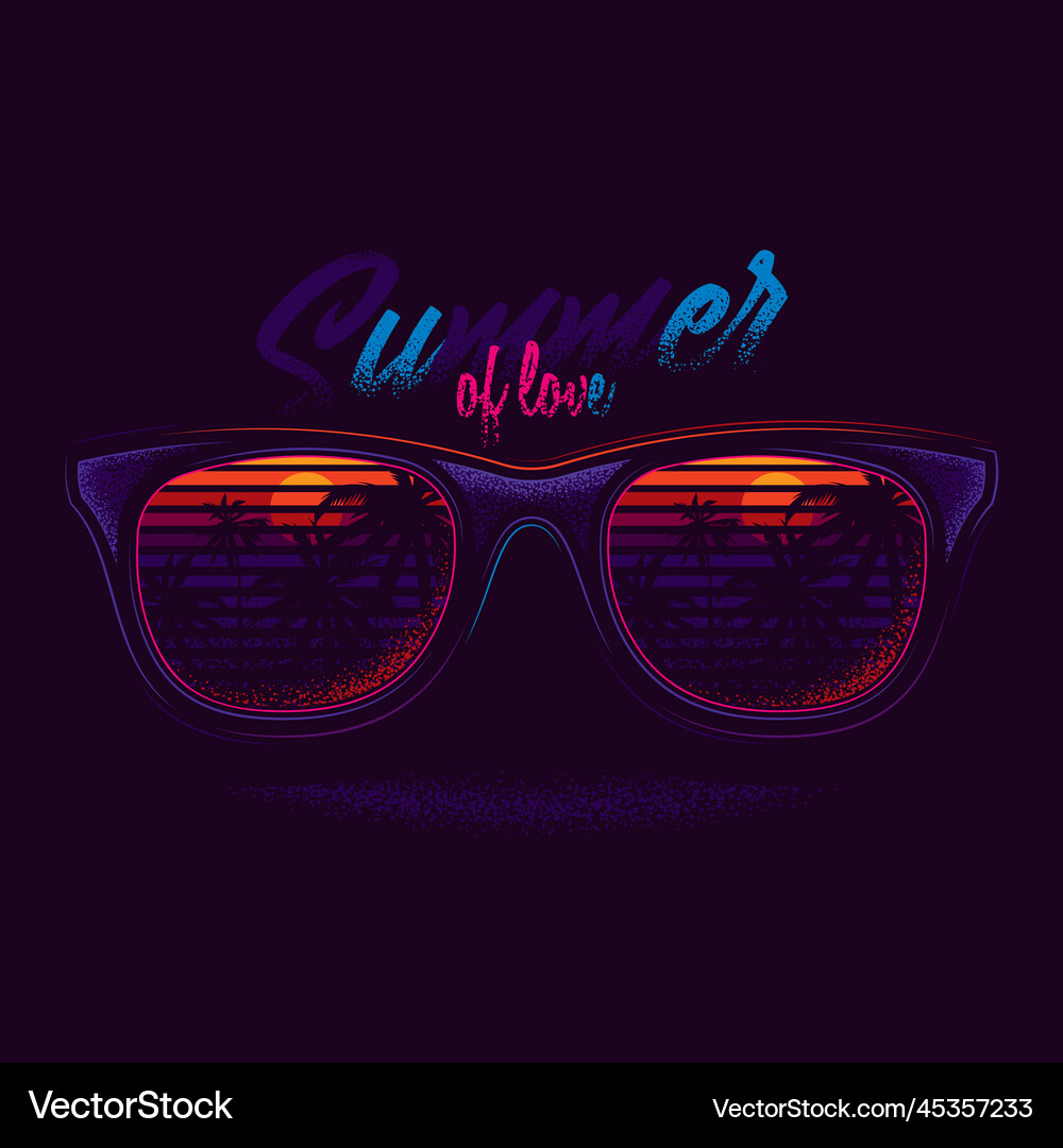 Sun stylish glasses in neon style Royalty Free Vector Image
