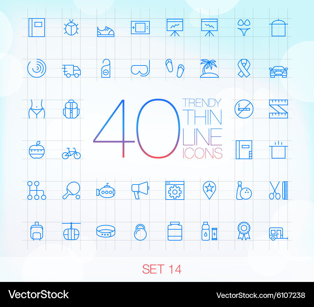 40 Trendy Thin Icons for web and mobile Set 14 Vector Image