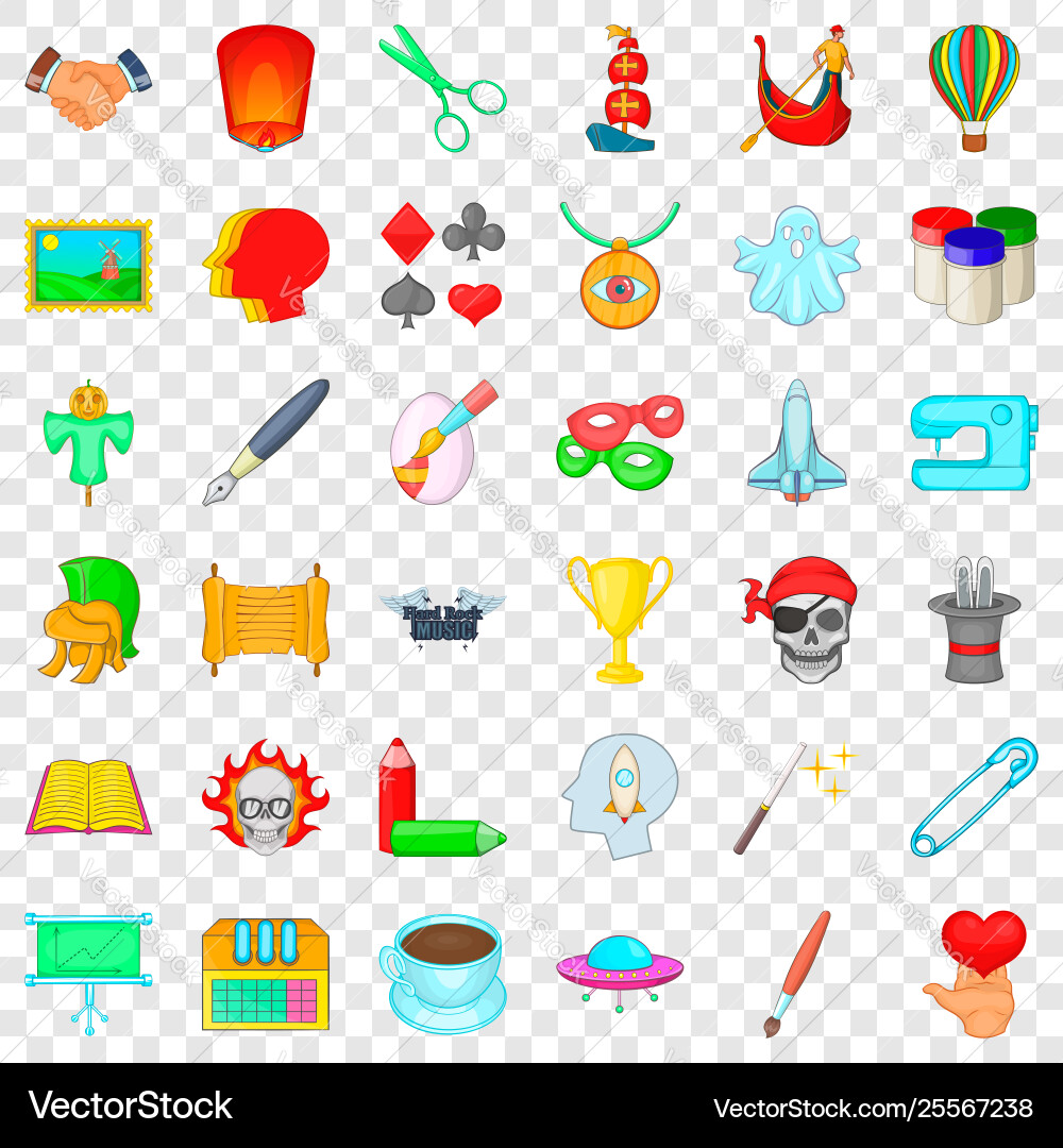 Brush icons set cartoon style Royalty Free Vector Image
