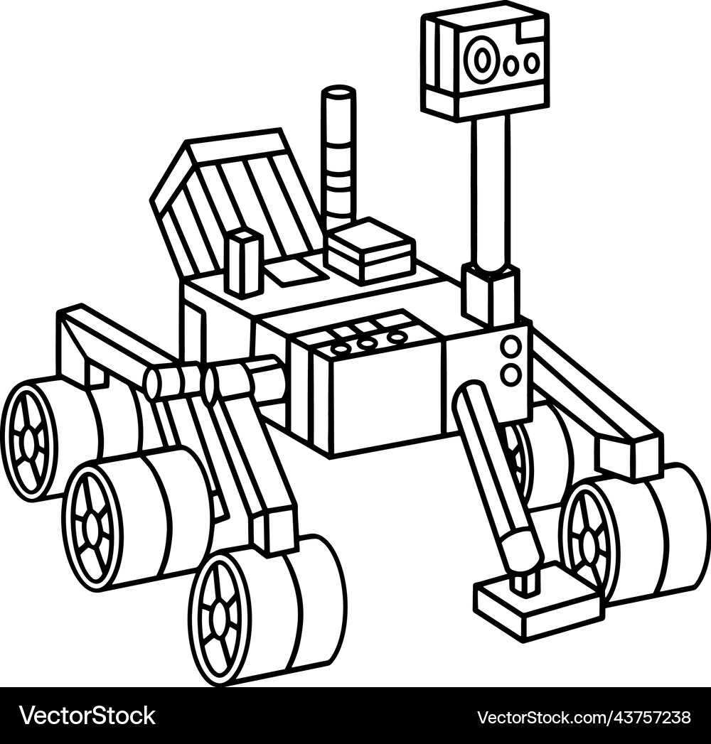Curiosity mars rover isolated coloring page Vector Image
