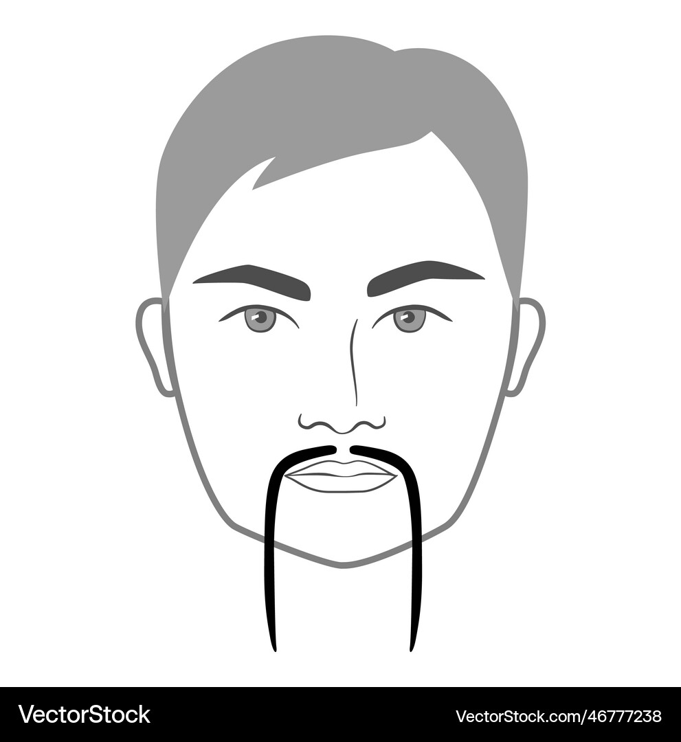 Fu manchu mustache beard style men face Royalty Free Vector