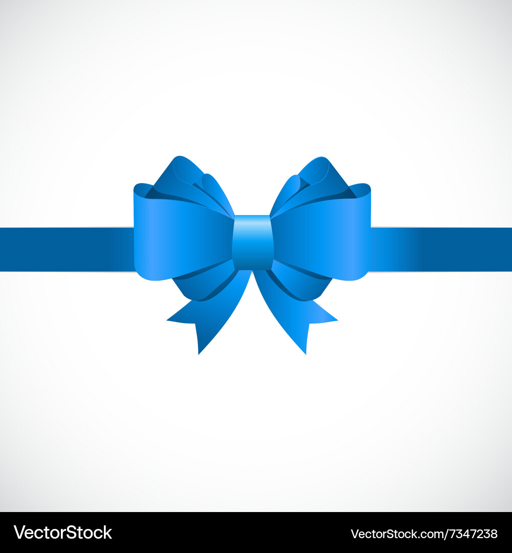 Gift card with blue bow and ribbon Royalty Free Vector Image