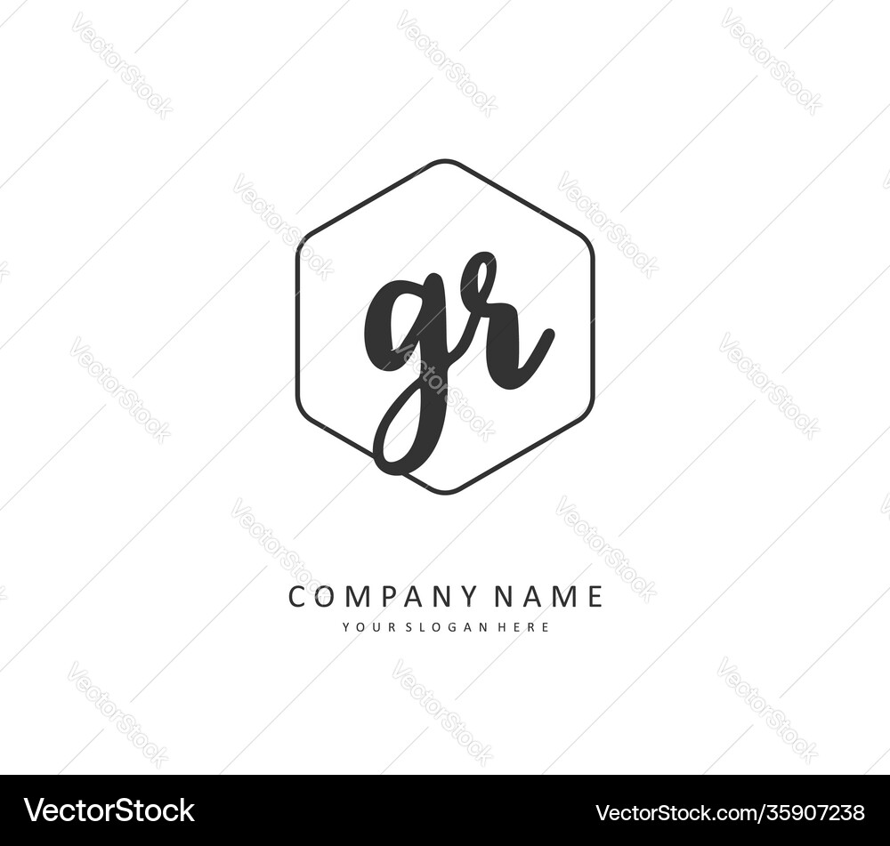 Gr initial letter handwriting and signature logo Vector Image
