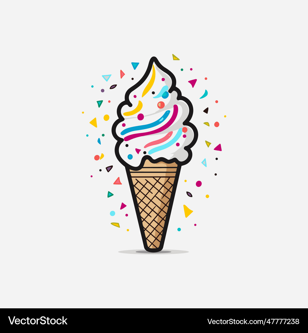 Ice cream hand-drawn comic cream doodle Royalty Free Vector