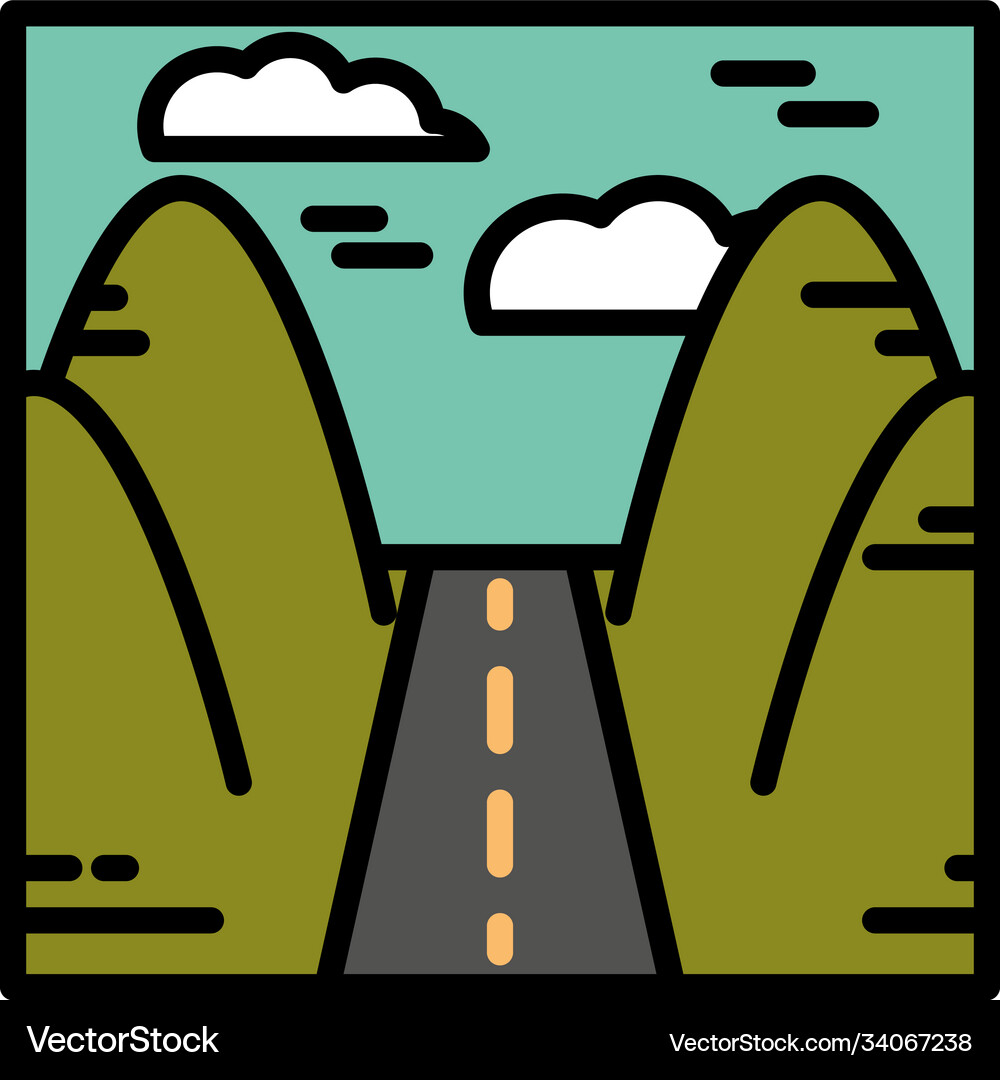 Landscape road valley mountains sky clouds nature Vector Image