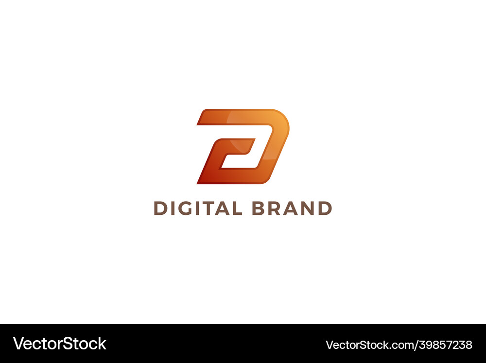 Letter d orange colour creative 3d glittering logo