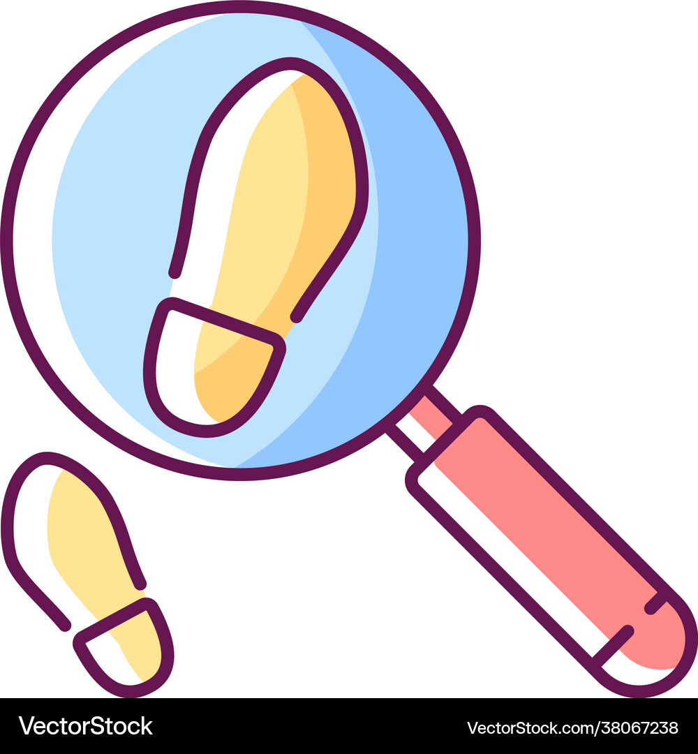 Looking for footsteps rgb color icon Royalty Free Vector