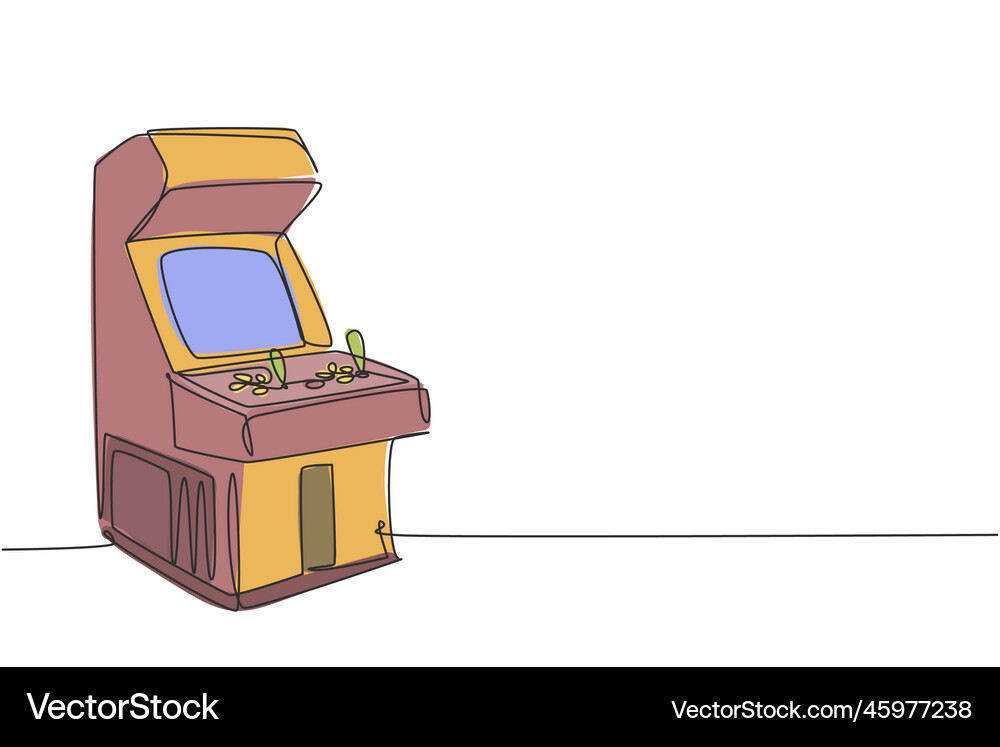 One single line drawing of old retro classic Vector Image