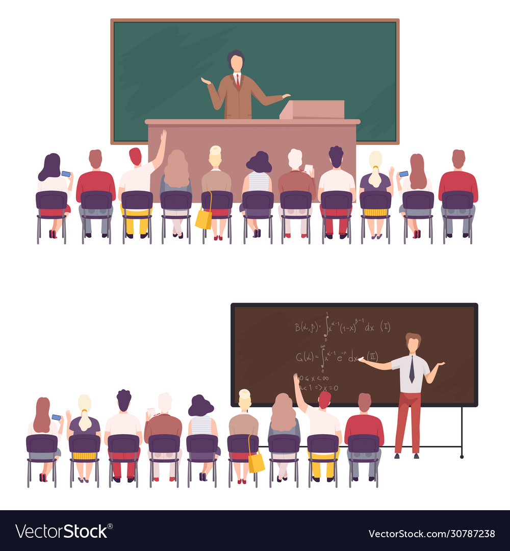 Professors giving task explaining seminar Vector Image