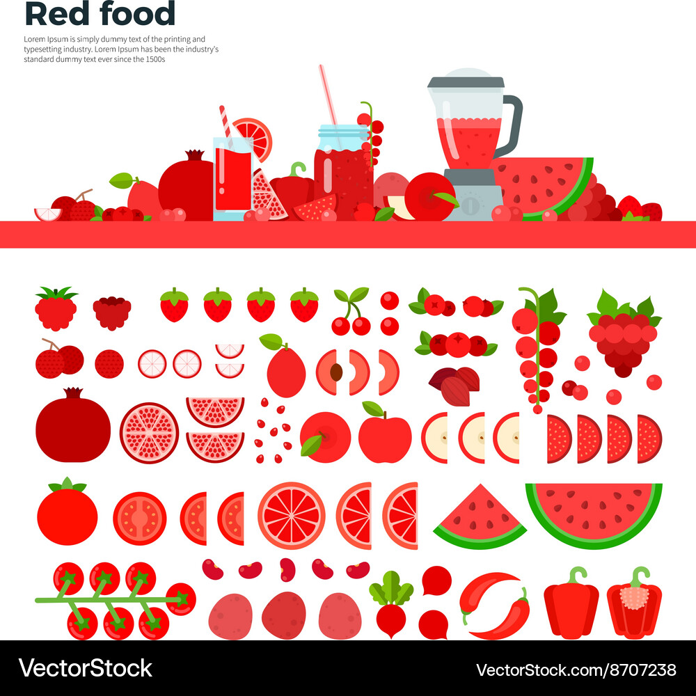 Red healthy food on table Royalty Free Vector Image