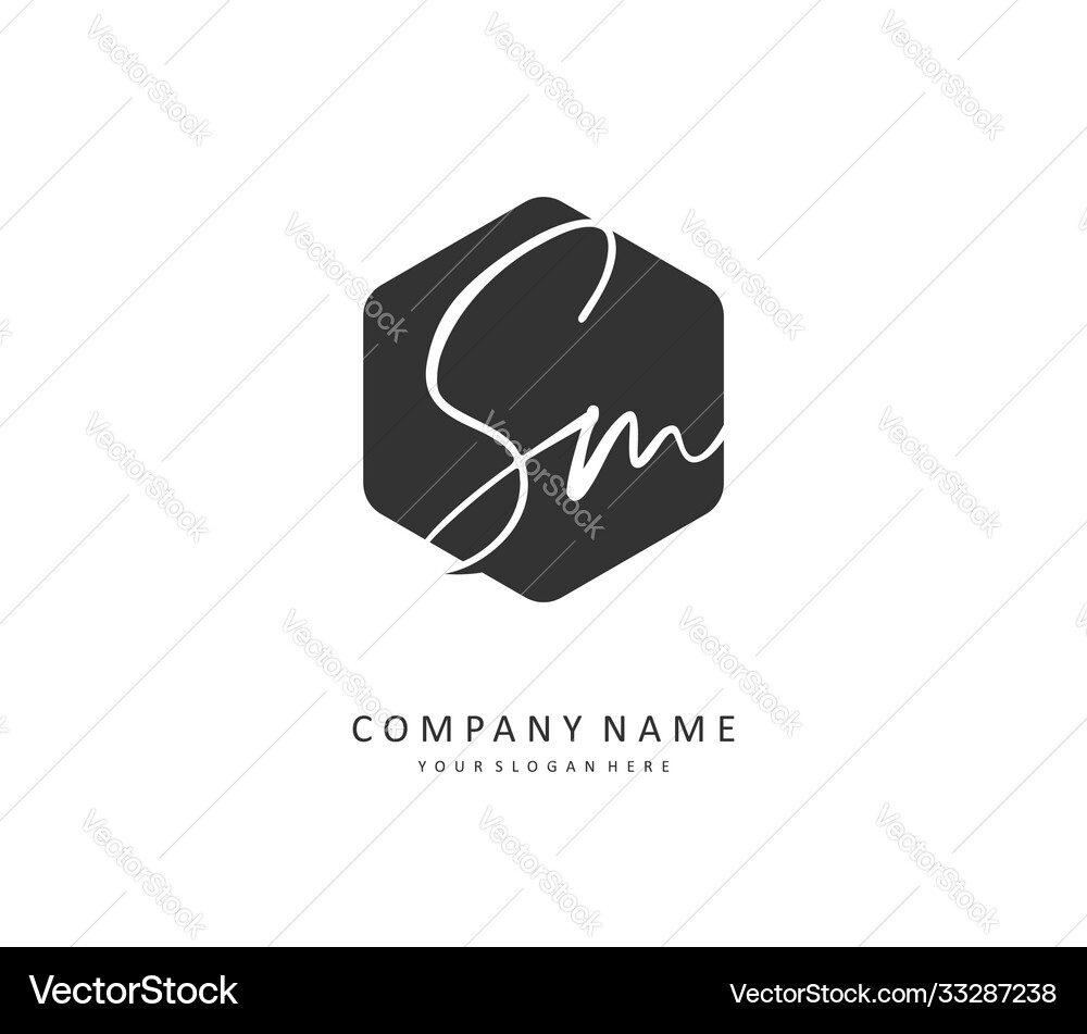 S m sm initial letter handwriting and signature Vector Image