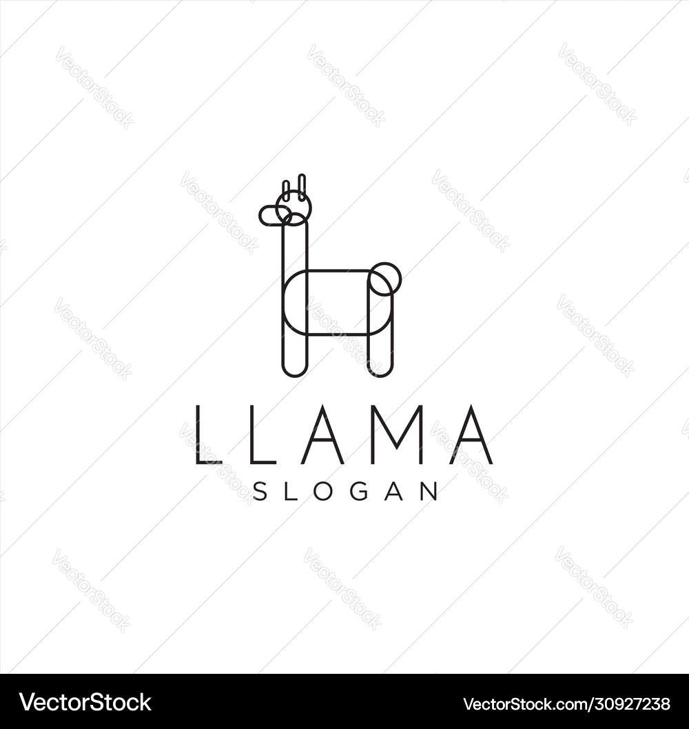 Simple unique llama alpaca logo line art design Vector Image