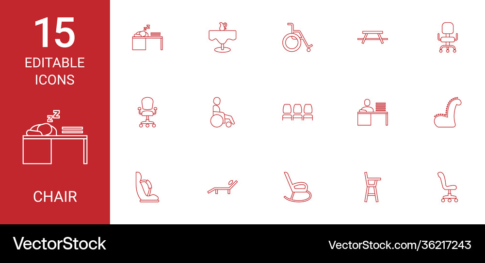 15 chair icons Royalty Free Vector Image - VectorStock
