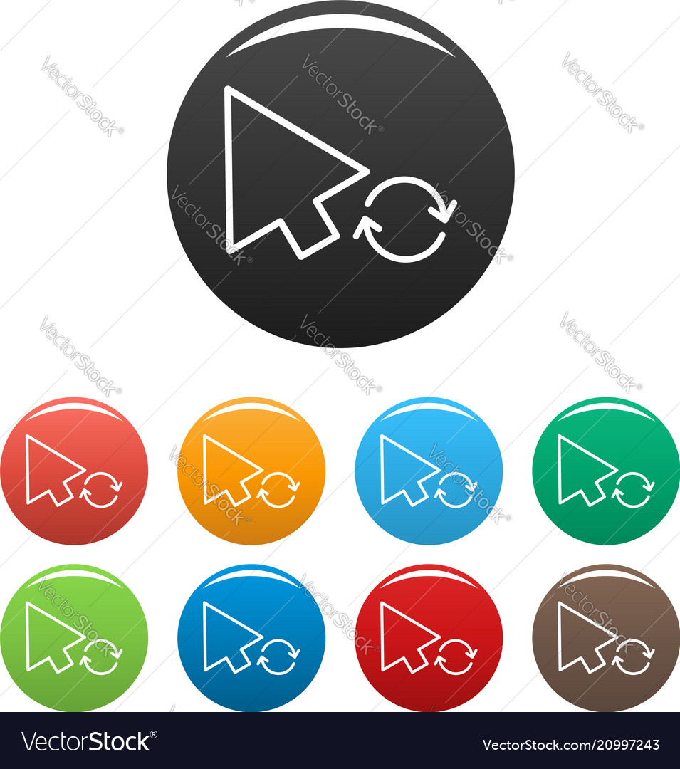 Arrow cursor loading icons set color Royalty Free Vector