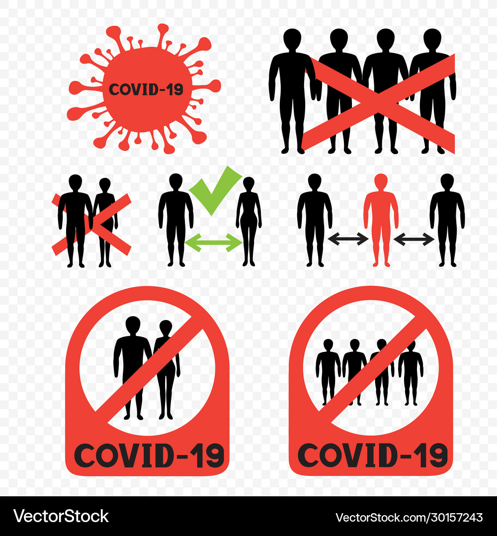 Ban mass gatherings keeping distance Royalty Free Vector