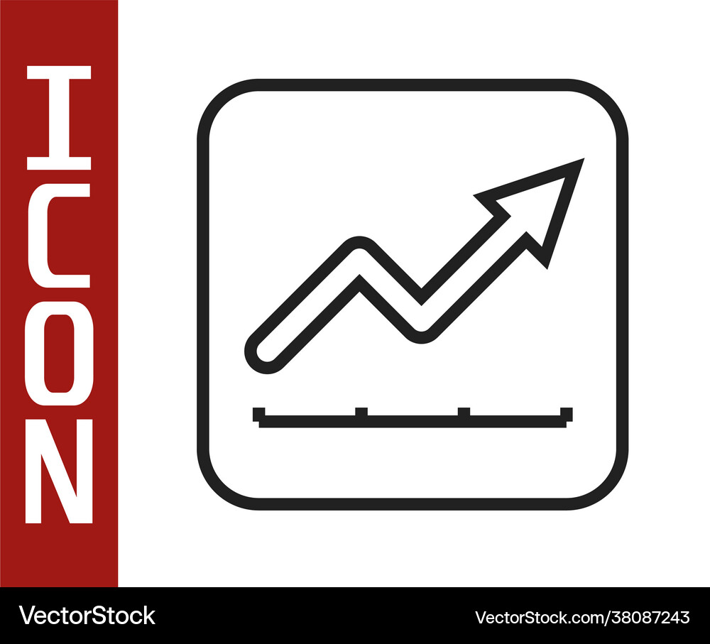 Black line financial growth increase icon isolated