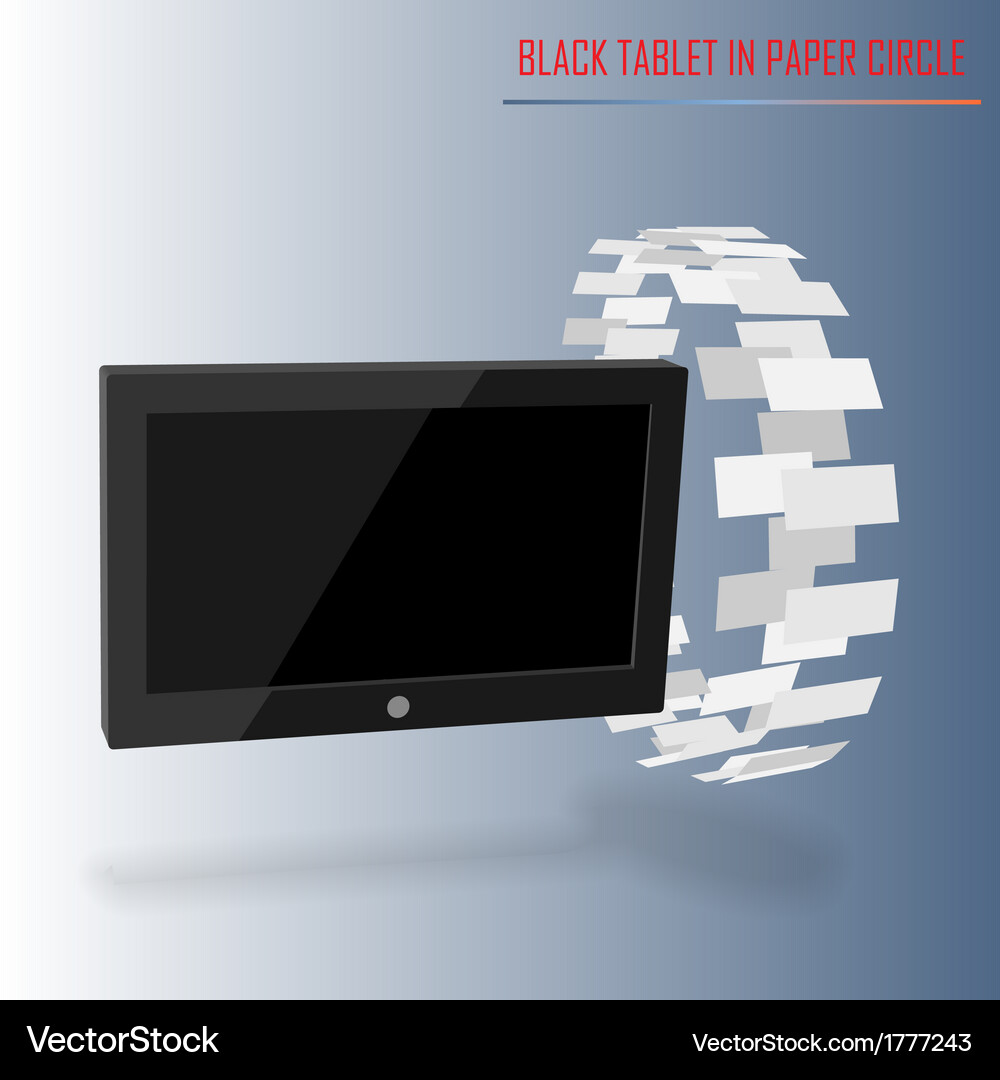Black tablet in paper circle Royalty Free Vector Image