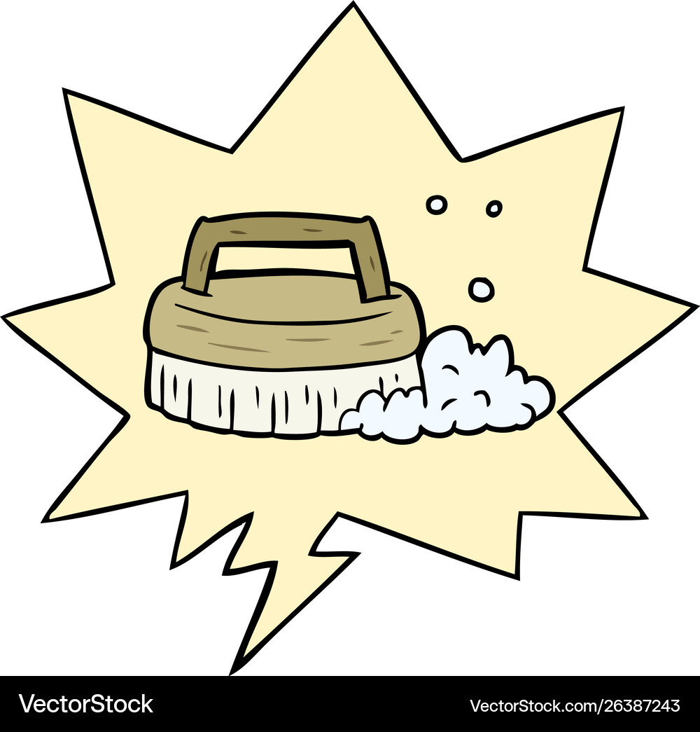 Cartoon scrubbing brush and speech bubble Vector Image