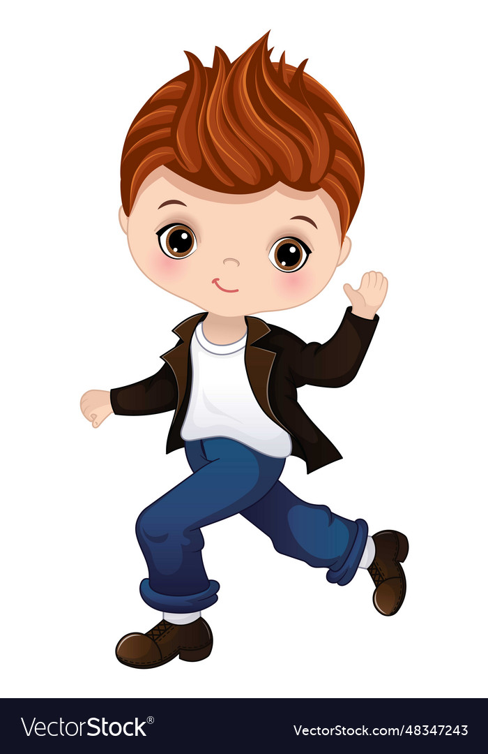 Cartoon sock hop fifties dancing boy Royalty Free Vector