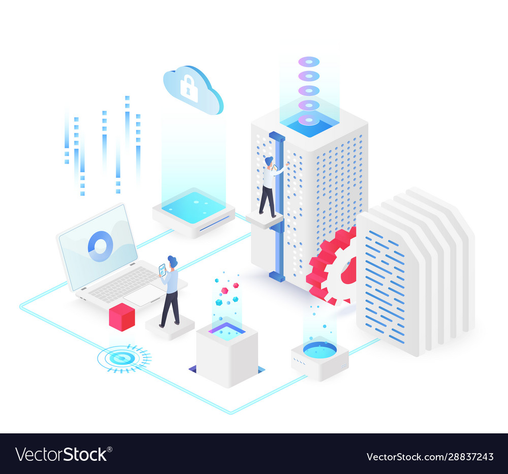 Database white isometric Royalty Free Vector Image
