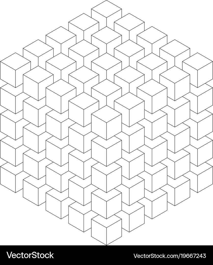 Geometric cube of smaller isometric cubes Vector Image