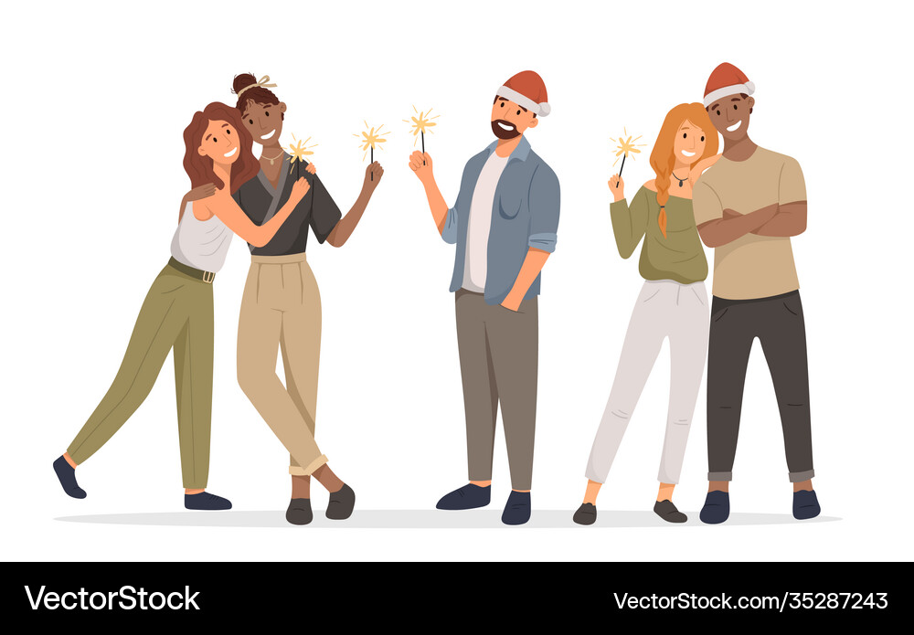 Group happy standing isolated people cheerful Vector Image