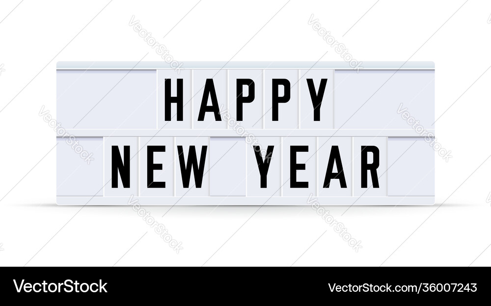 Happy new year text in a vintage light box Vector Image
