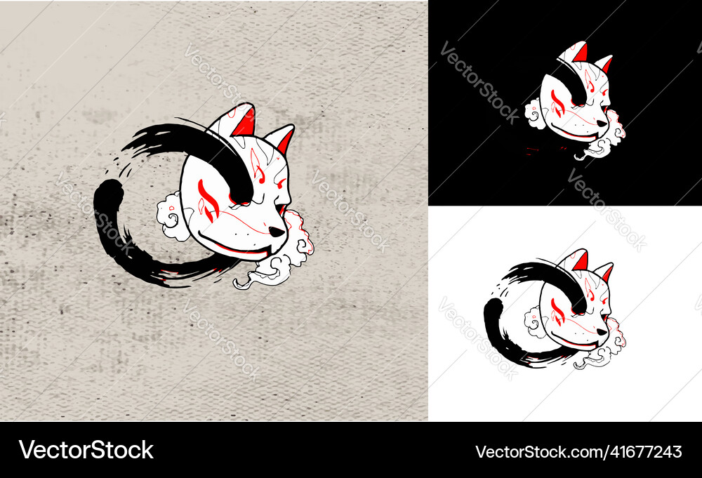 Head mask of fox design logo Royalty Free Vector Image