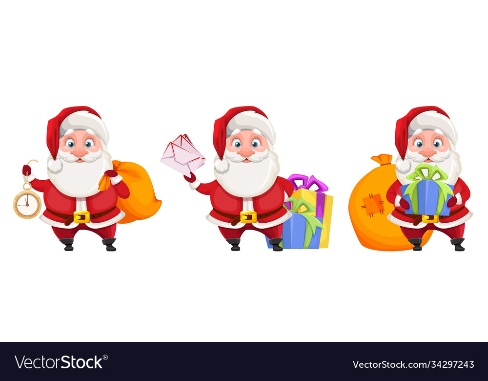 Merry christmas and happy new year santa claus Vector Image