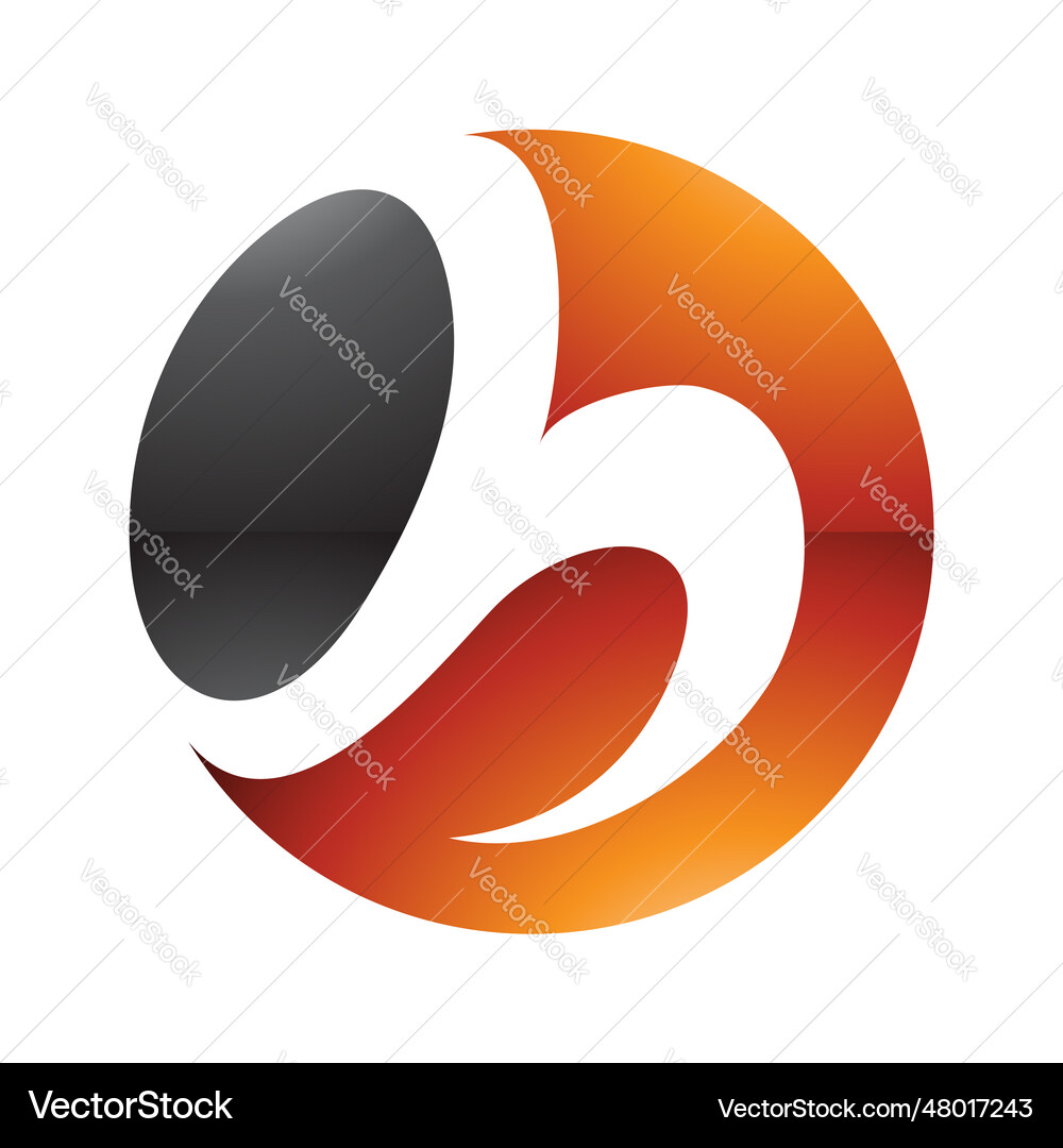 Orange and black glossy circle shaped letter h Vector Image