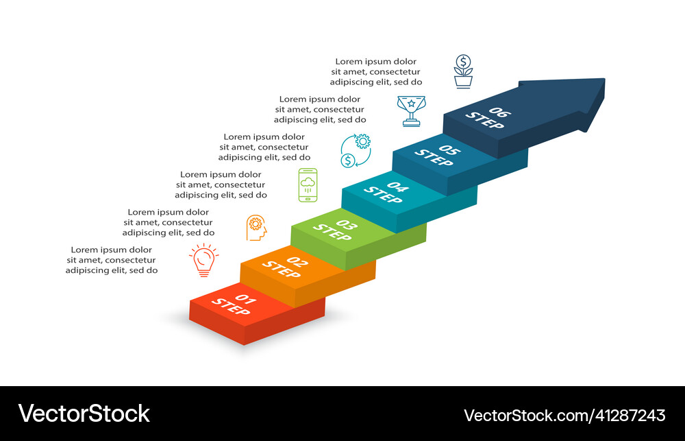 Pyramid up arrows infographic diagram chart Vector Image