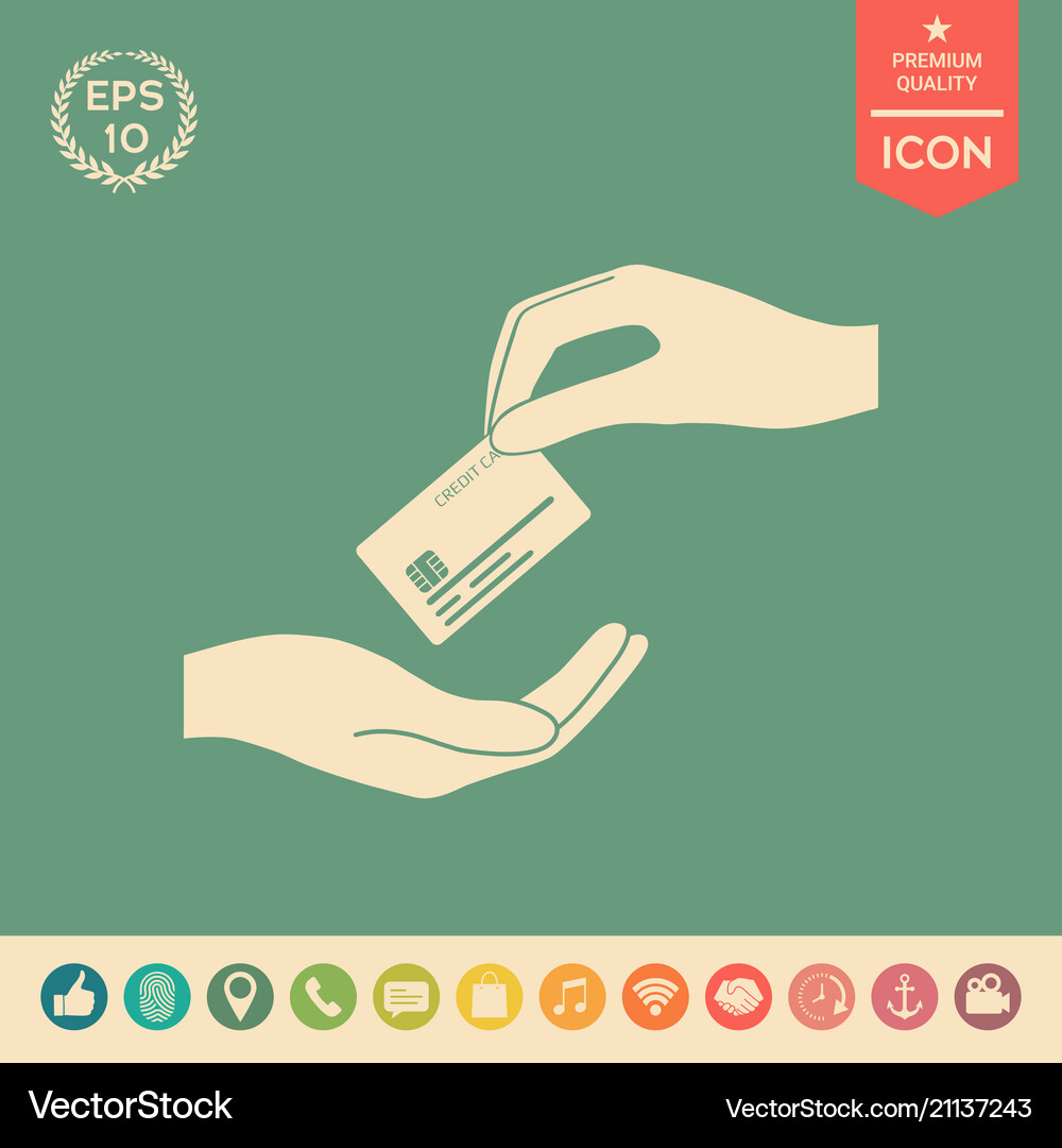 Receiving credit card hand holding Royalty Free Vector Image