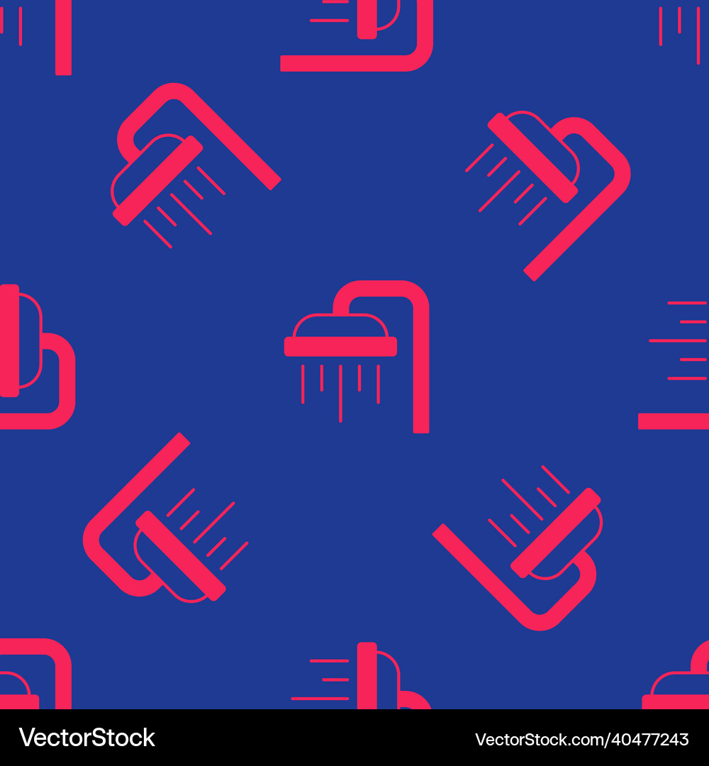 Red shower head with water drops flowing icon Vector Image