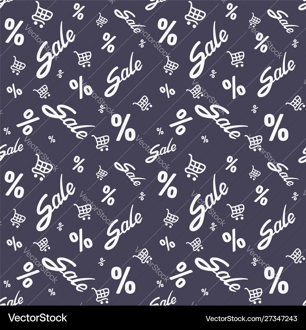 Seamless pattern with sale text and percent Vector Image
