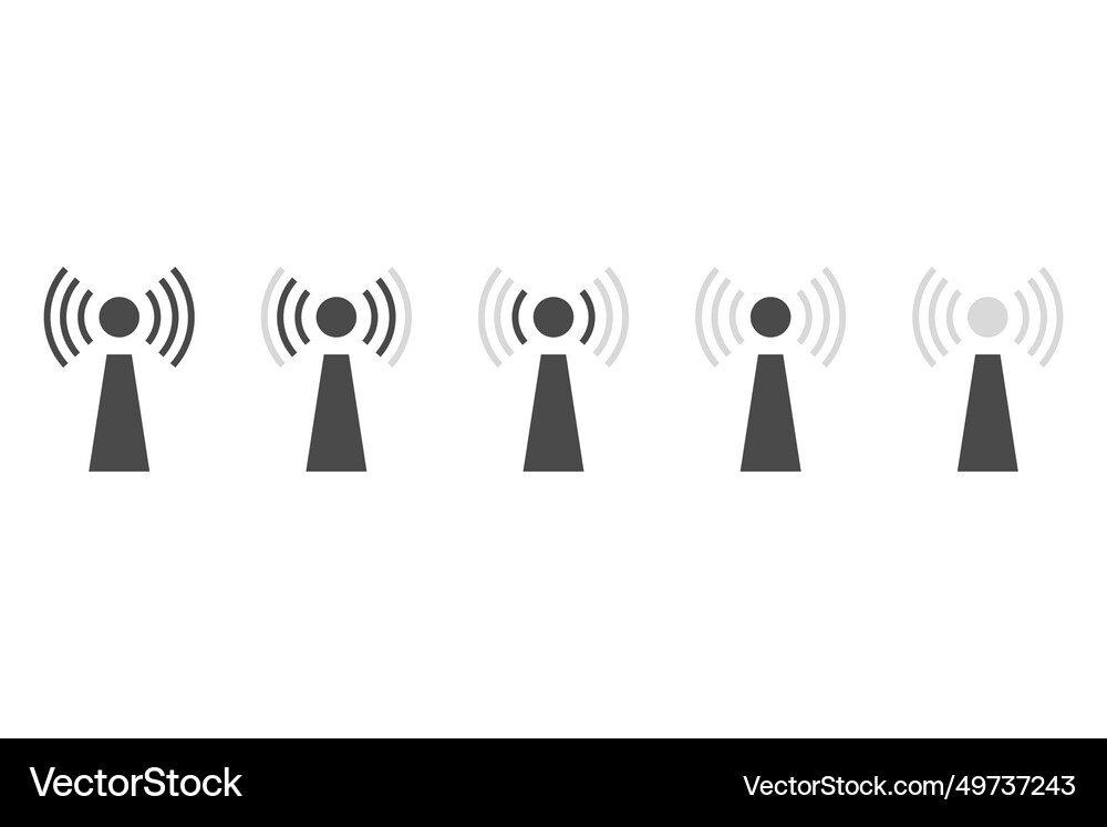 Signal strength wifi icon set collection wireless Vector Image