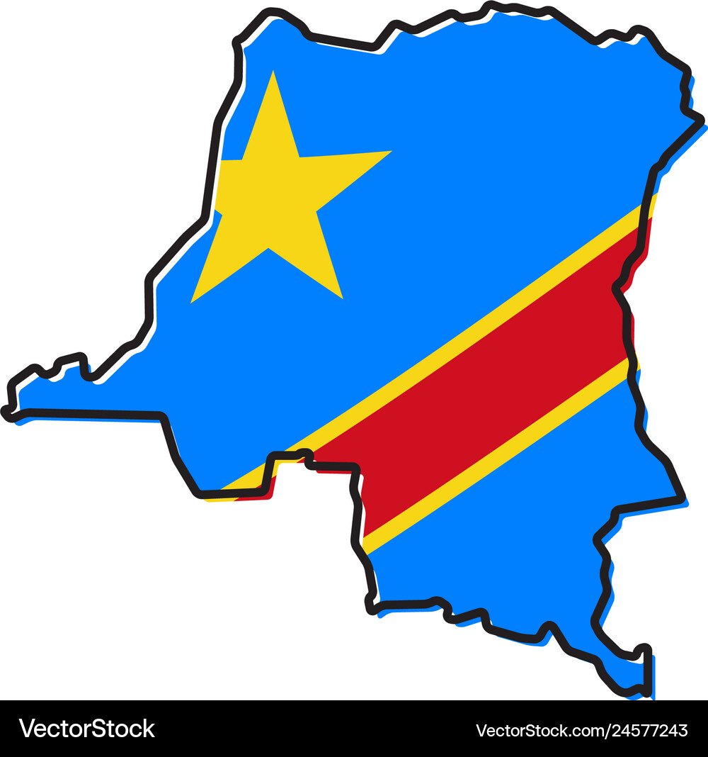 Simplified map of democratic republic Royalty Free Vector