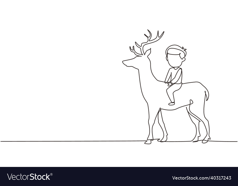 Single continuous line drawing happy little boy Vector Image