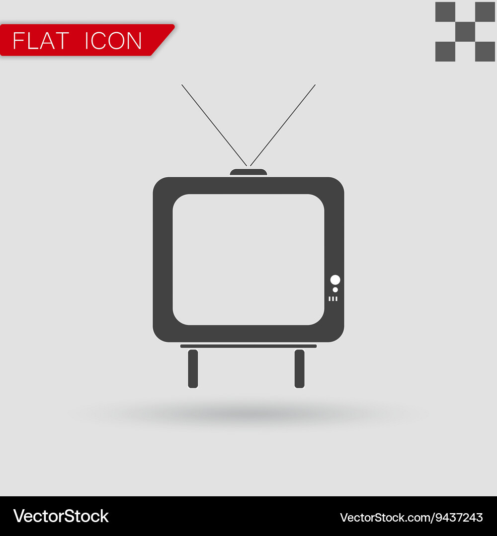 Tv icon picture flat style with red Royalty Free Vector