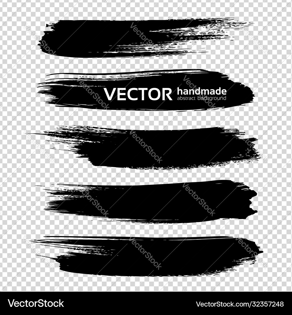 Abstract big long ink black thick brush strokes Vector Image