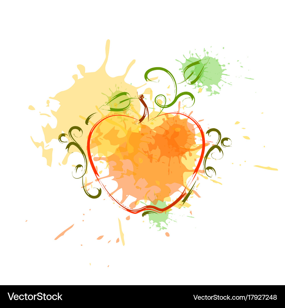 Apple in watercolor fruit icon paint splash Vector Image
