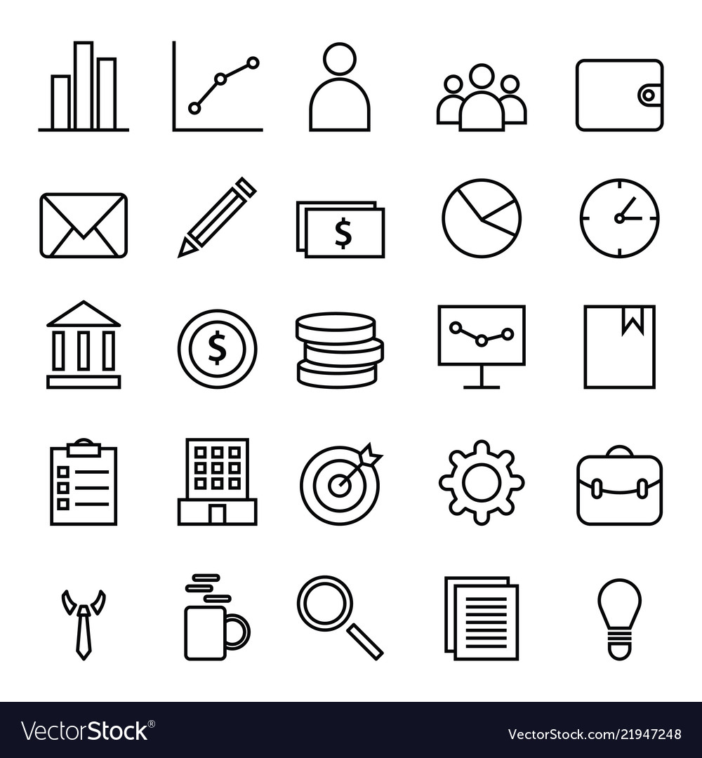 Business and finance web icon set with outline Vector Image