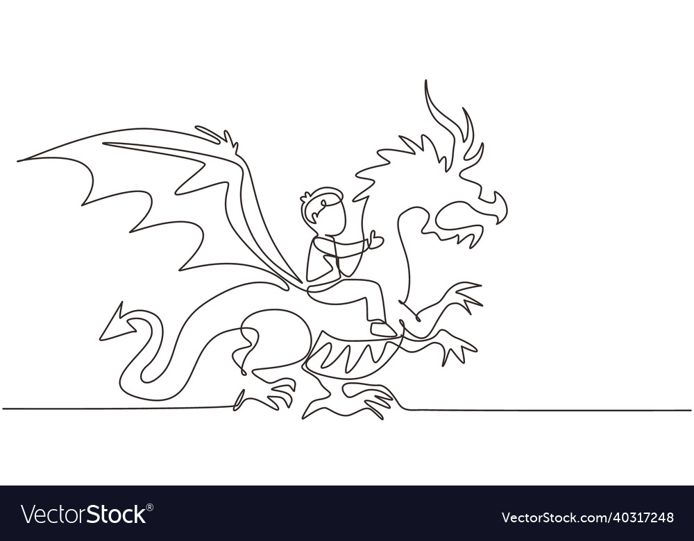 Continuous one line drawing happy little boy Vector Image
